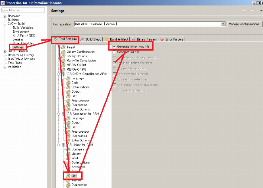 Silicon Labs EFM32：IARコンパイラを使用した場合に.mapファイルが生成されません。どうように設定すれば良いですか ...